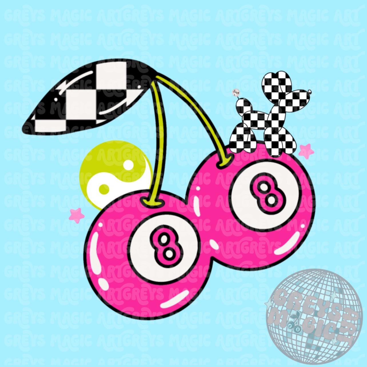 Checkered Groovy Retro PNG – Grey’s Magic Art