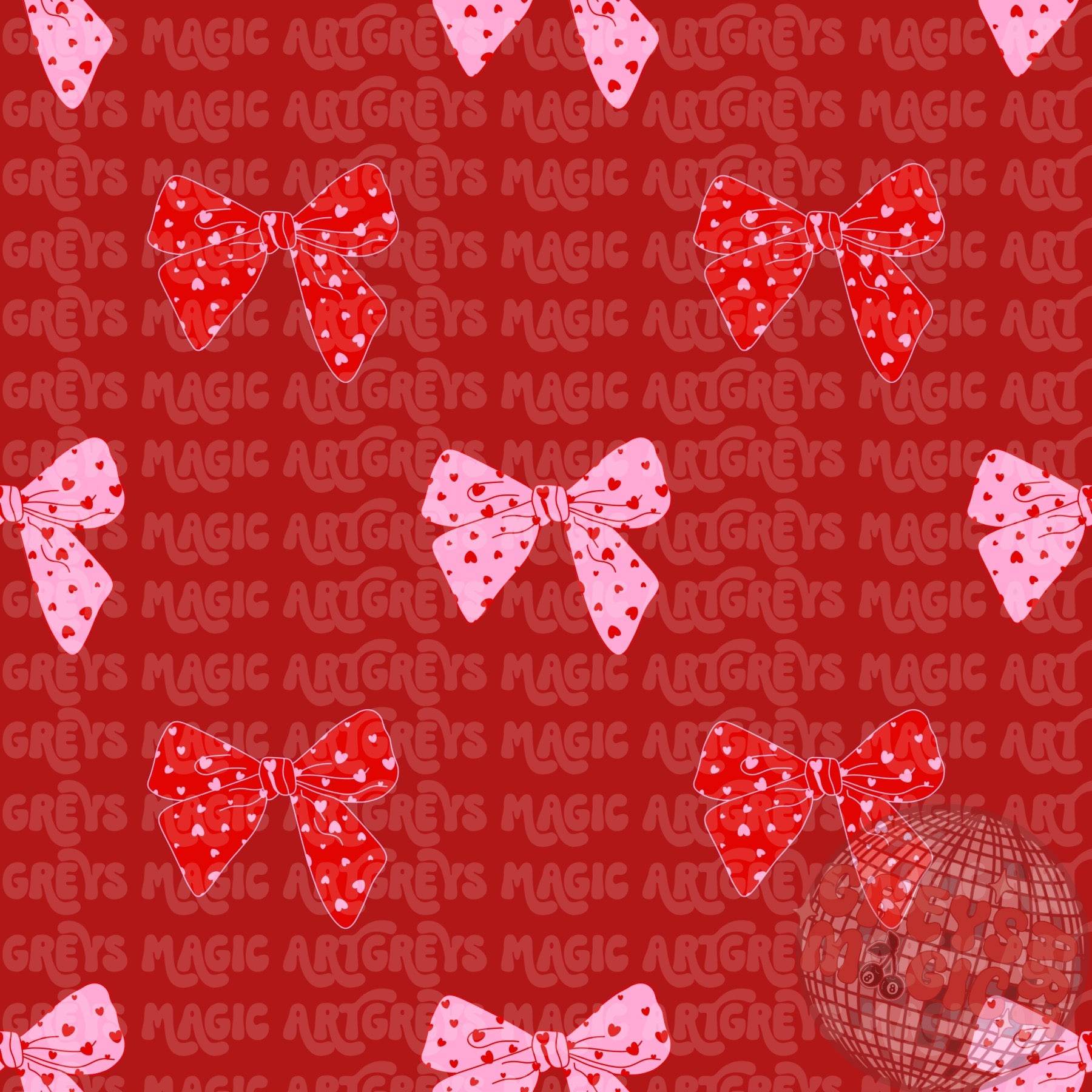 Red Vday Bows Seamless File – Grey’s Magic Art