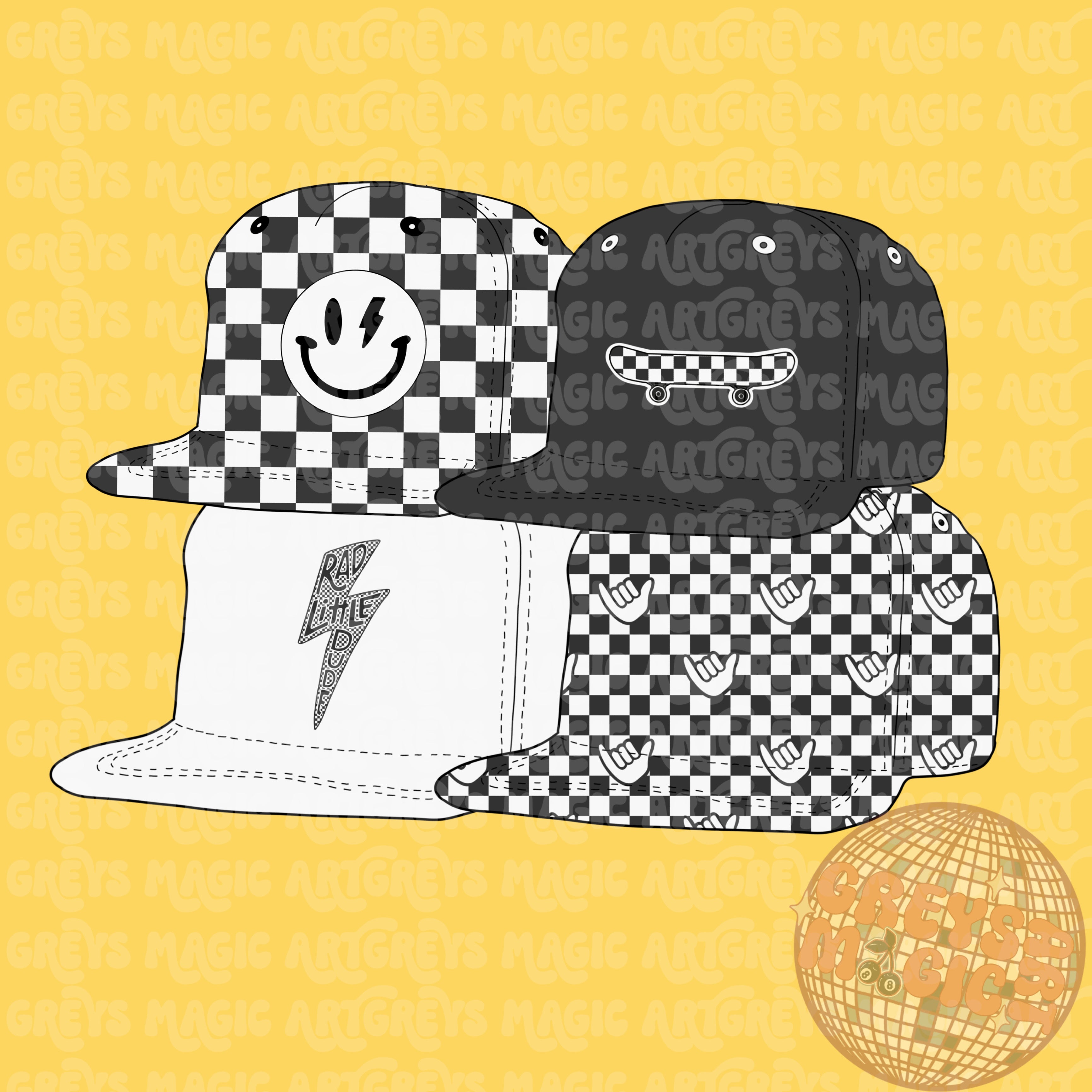Rad Dude SnapBack Hats PNG – Grey’s Magic Art