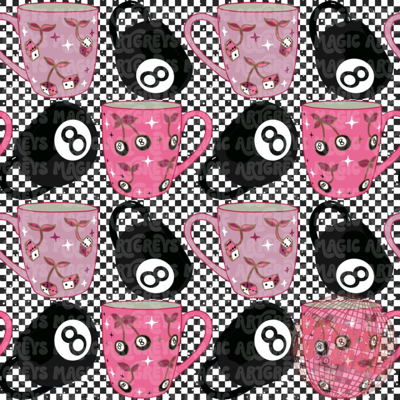Checkered Cup Of Groovy Seamless File – Grey’s Magic Art