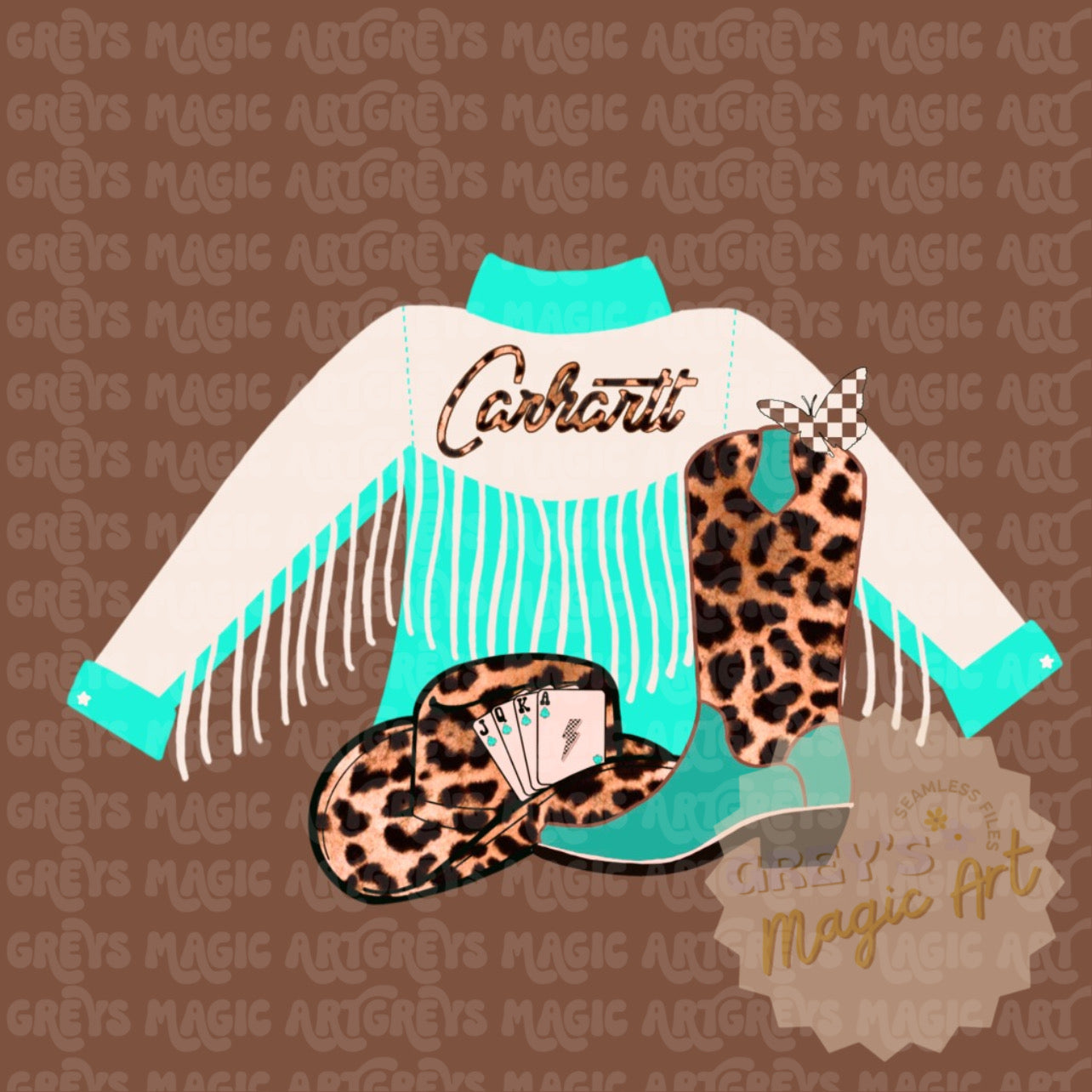 Turquoise Cheetah Cowgirl PNG – Grey’s Magic Art
