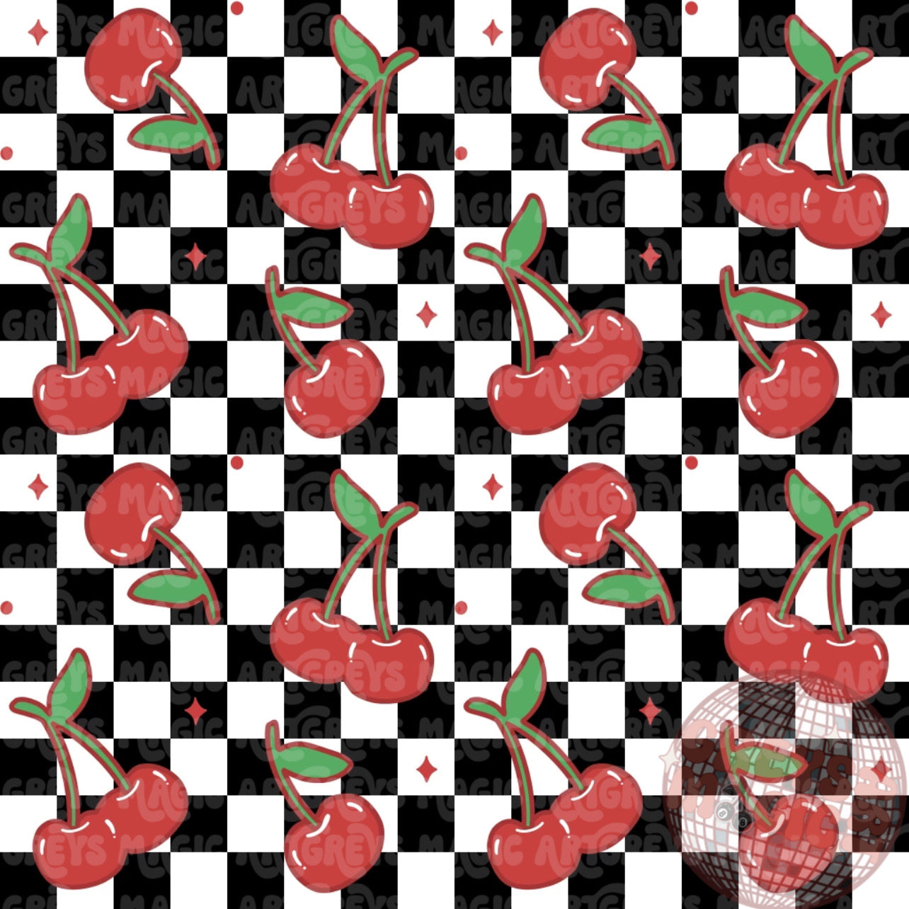 Checkered Cherry Seamless File – Grey’s Magic Art