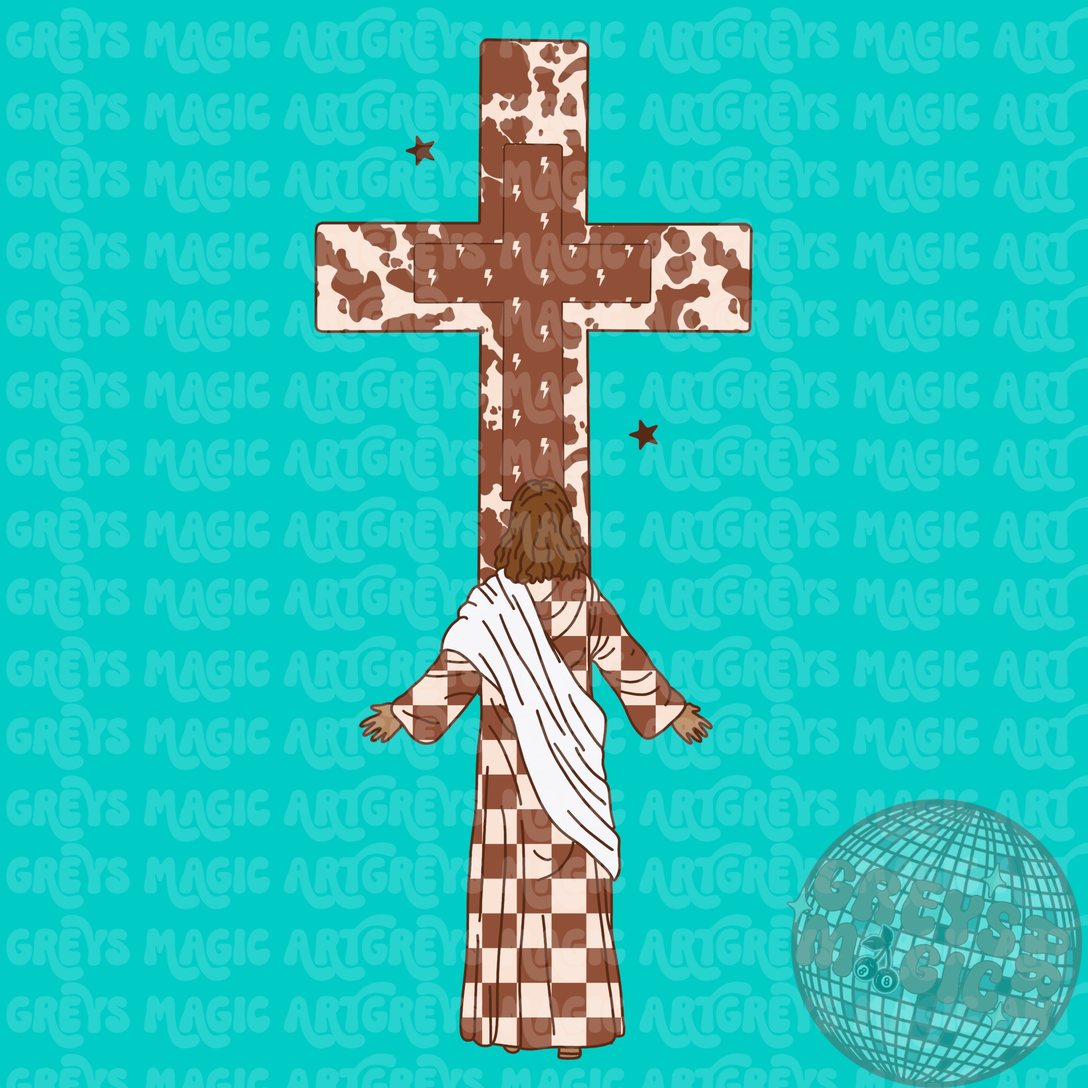 Neutral Western Jesus And Cross PNG – Grey’s Magic Art
