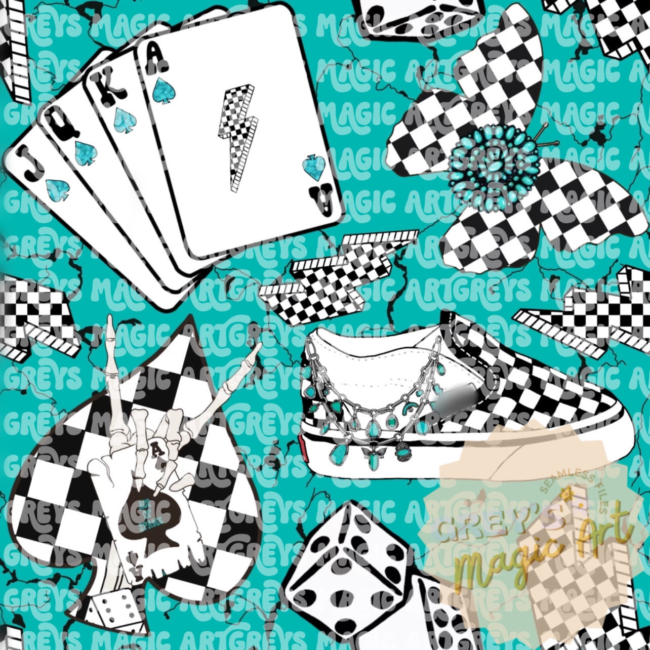 Western Checkered Seamless – Grey’s Magic Art