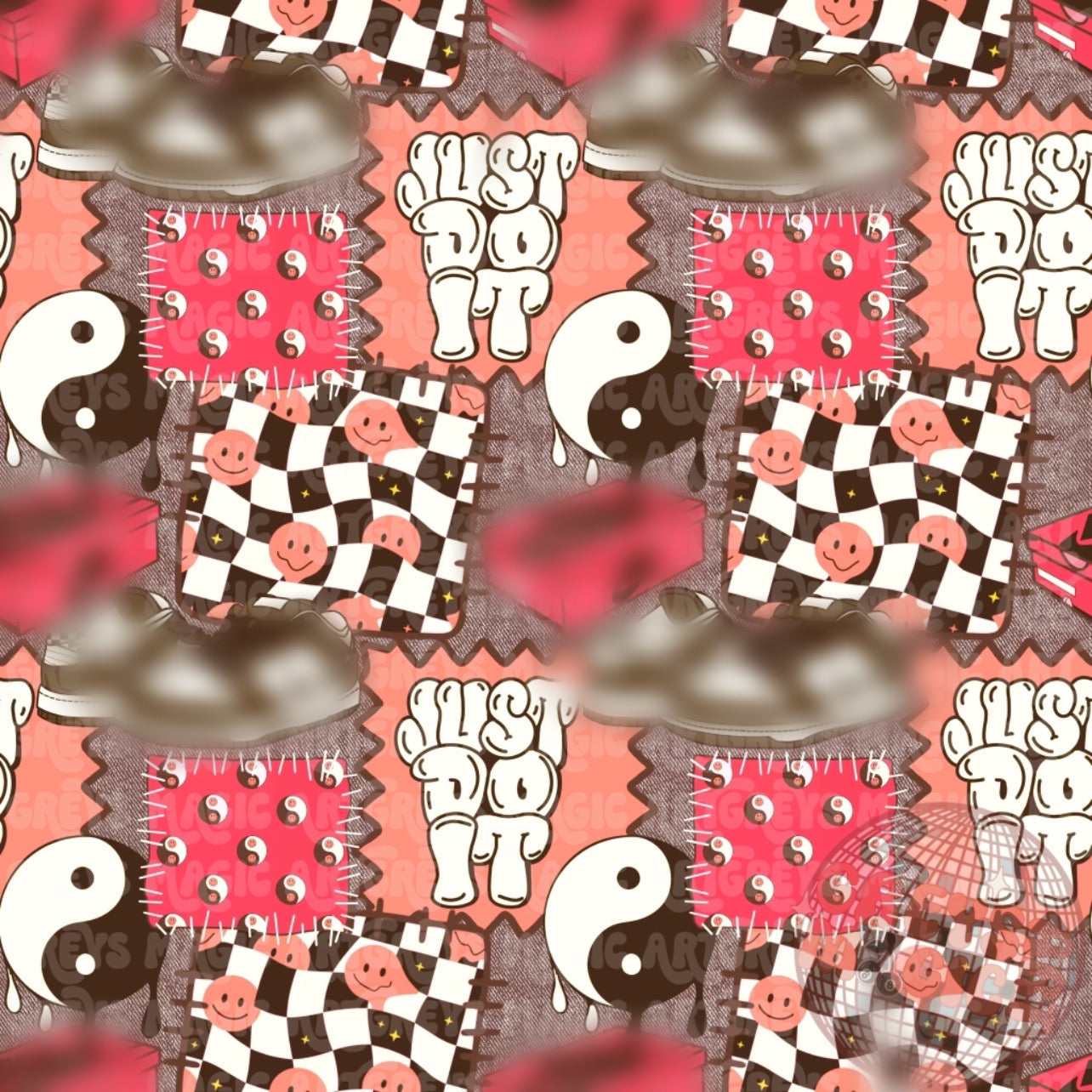 Pink Just Do It Patchwork Seamless File – Grey’s Magic Art